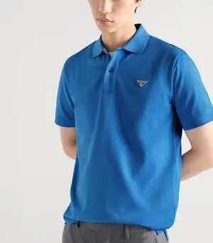 Prada Cotton Piqué Polo Shirt - Turquoise