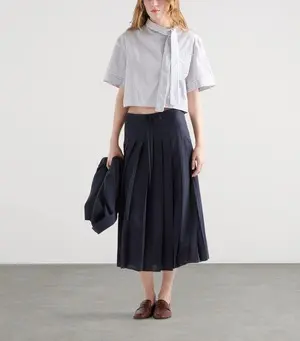 Prada Silk Pleated Midi Skirt