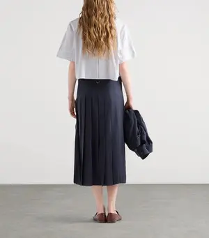 Prada Silk Pleated Midi Skirt