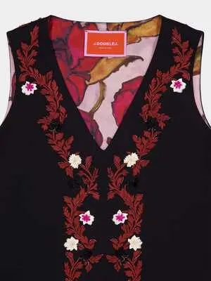 La DoubleJ La Scala Embroidered Jersey Top - Multicolour