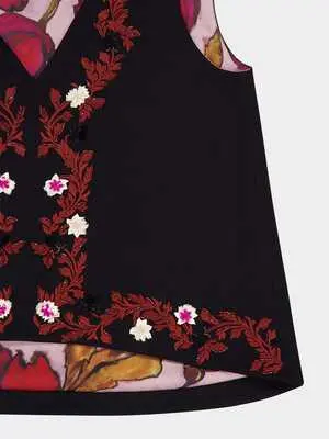 La DoubleJ La Scala Embroidered Jersey Top - Multicolour
