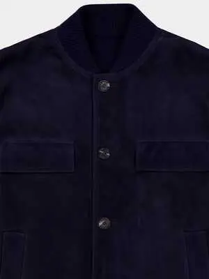 FERRAGAMO Suede Bomber Jacket - Blue