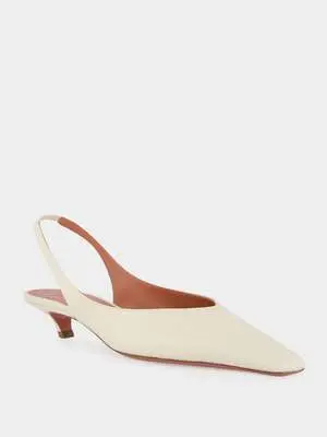 Amina Muaddi Jamie Slingback Mid-heel Pumps - Beige