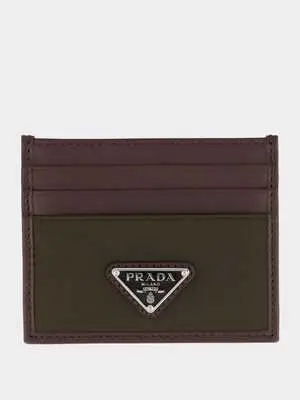 Prada Re-nylon Leather Card Holder - Brown