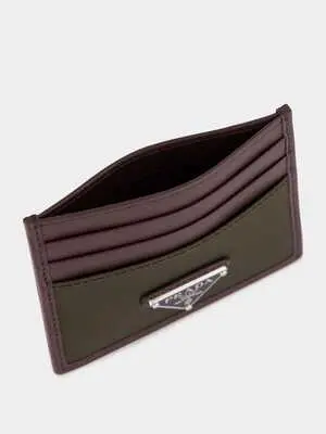 Prada Re-nylon Leather Card Holder - Brown