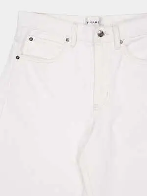 FRAME High-rise Barrel Jeans - White