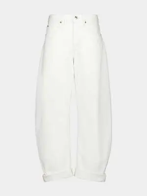 FRAME High-rise Barrel Jeans - White
