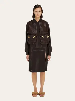 FERRAGAMO Midi Leather Skirt