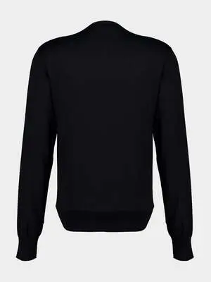 Balmain Silk-cotton Jumper With Pb Logo - Black