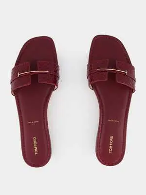 TOM FORD Ruby Leather Flat Slides - Red