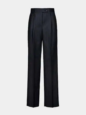 FERRAGAMO Pinstripe Wool Wide-leg Trousers