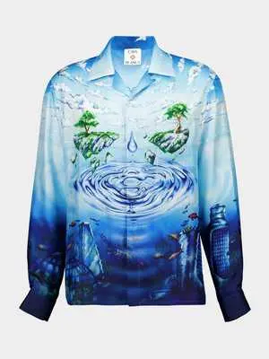 Casablanca Lost Atlantis Silk Cuban Shirt - Blue