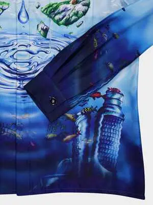 Casablanca Lost Atlantis Silk Cuban Shirt - Blue