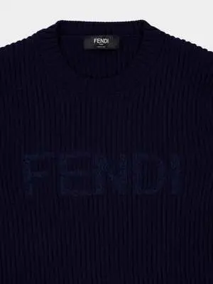 Fendi Wool Pullover With Logo - Blue