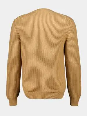 Fendi Wool Pullover With Embroidered Logo - Brown