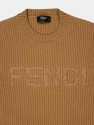 Fendi Wool Pullover With Embroidered Logo - Brown