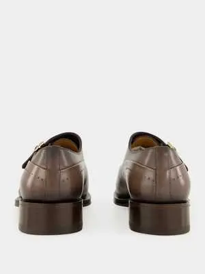 Santoni Leather Double-buckle Brogue Shoes