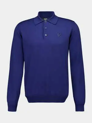 Fendi Wool Long-sleeve Polo - Blue