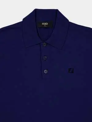 Fendi Wool Long-sleeve Polo - Blue