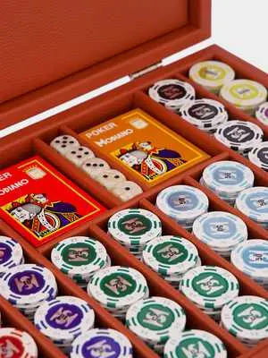 HECTOR SAXE PARIS Brick Leather 440 Chips Poker Set
