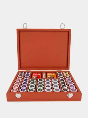 Hector Saxe Paris Brick Leather 440 Chips Poker Set - Orange
