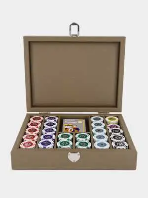 Hector Saxe Paris Taupe Leather Poker Set - Beige