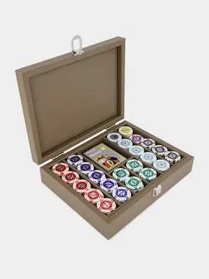Hector Saxe Paris Taupe Leather Poker Set - Beige