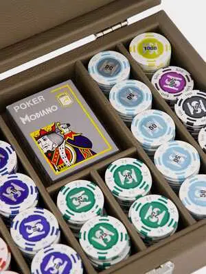 Hector Saxe Paris Taupe Leather Poker Set - Beige