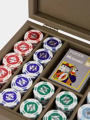 Hector Saxe Paris Taupe Leather Poker Set - Beige