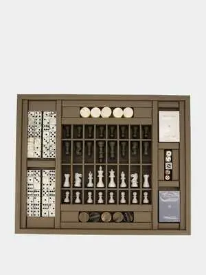 Hector Saxe Paris Leather Multi-game Box - Beige