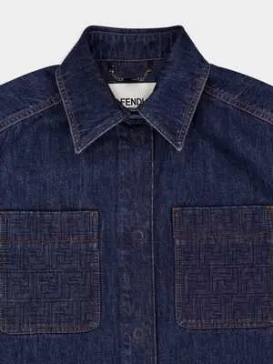 Fendi Belted Denim Jacket - Blue