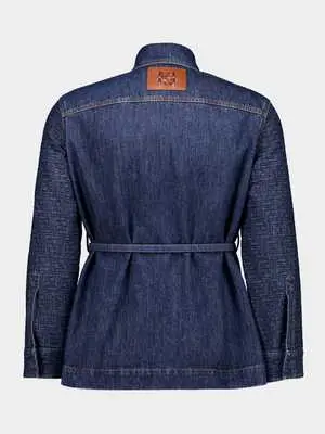 Fendi Belted Denim Jacket - Blue