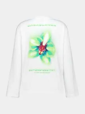 Casablanca White Glitch Orchid Long-sleeve T-shirt - Multicolour