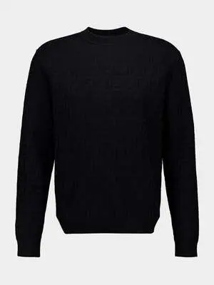 Fendi Ff Zucca Cotton Crewneck Jumper - Black