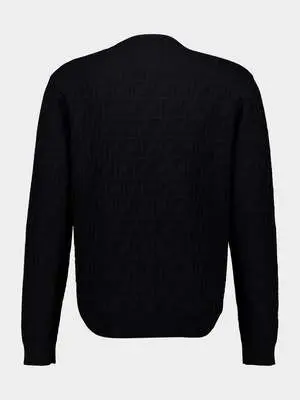 Fendi Ff Zucca Cotton Crewneck Jumper - Black