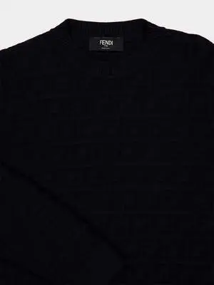 Fendi Ff Zucca Cotton Crewneck Jumper - Black