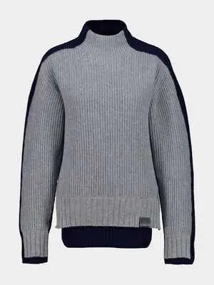 Stella McCartney Contrast Panel Turtleneck Jumper - Blue