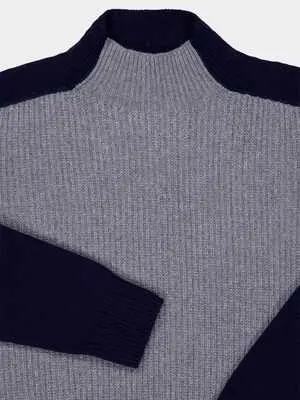 Stella McCartney Contrast Panel Turtleneck Jumper - Blue