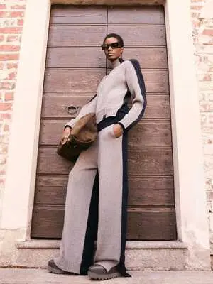 Stella McCartney Contrast Panel Turtleneck Jumper Blue