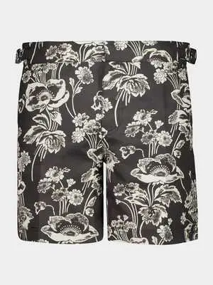 Commas Peony Print Swim Shorts - Black