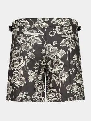 Commas Peony Print Swim Shorts - Black