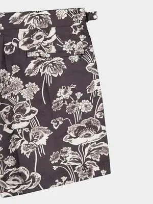 Commas Peony Print Swim Shorts - Black