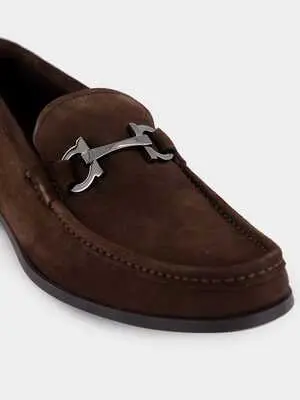 FERRAGAMO Suede Gancini Loafers