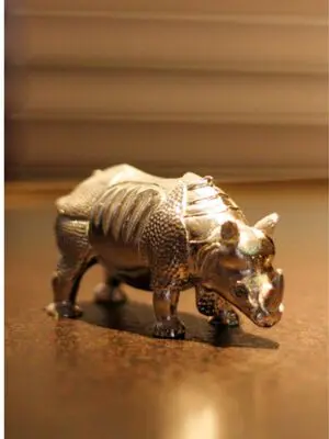 LEITÃO &AMP; IRMÃO 925 Rhinoceros Sculpture - Silver