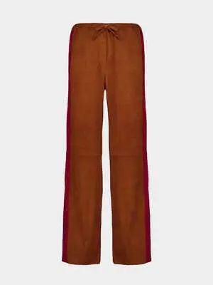 PAULA Suede Drawstring Trousers Brown