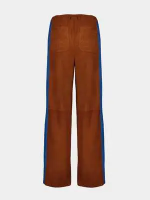 PAULA Suede Drawstring Trousers - Brown