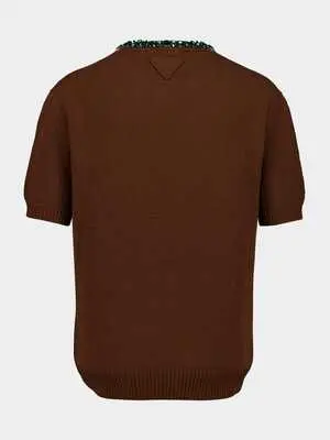 Prada Wool-cashmere Sweater With Crystal Appliqués - Brown