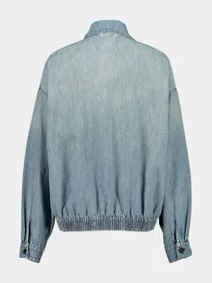 Miu Miu Light Chambray Blouson Jacket - Blue