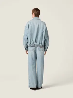 Miu Miu Light Chambray Blouson Jacket - Blue