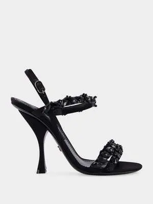 Dolce & Gabbana Satin Rhinestone High-heel Sandals - Black